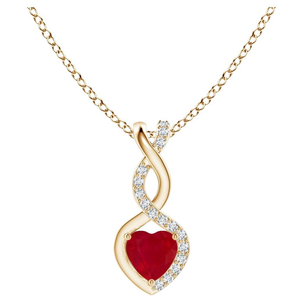ANGARA Natural Ruby Infinity Heart Pendant with Diamonds in Rose Gold ...