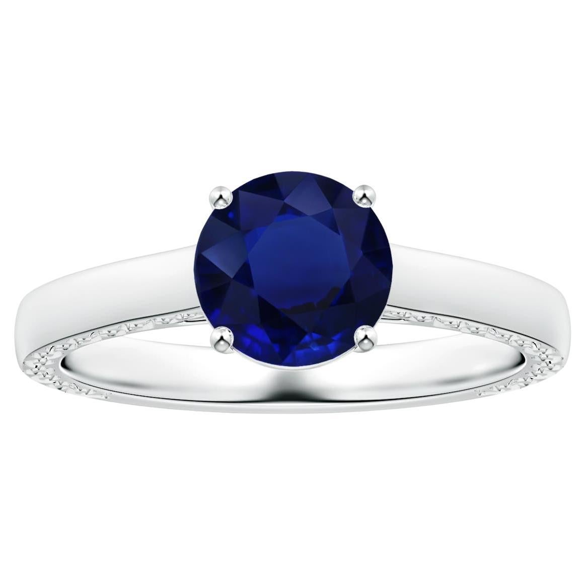 Customizable ANGARA Prong-Set GIA Certified Round Blue Sapphire ...