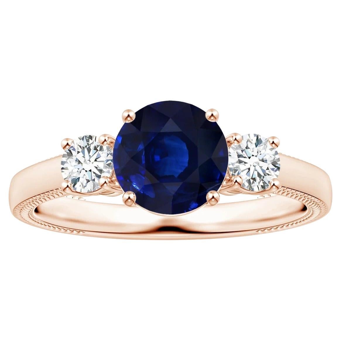 Customizable ANGARA Three Stone GIA Certified Blue Sapphire Diamond ...