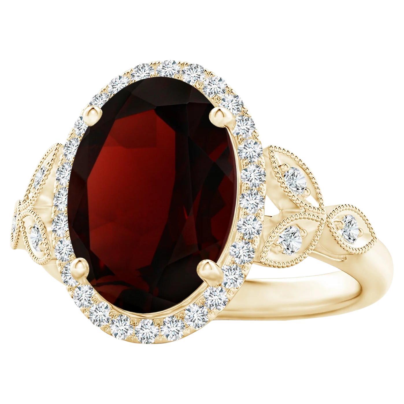 Customizable Vintage Inspired GIA Certified Natural Garnet Halo Ring in ...