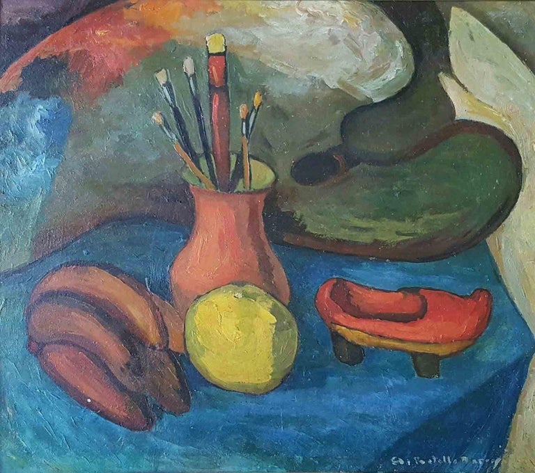 Angel Botello - Still Life-Original Contemporary Framed Oil Painting On ...