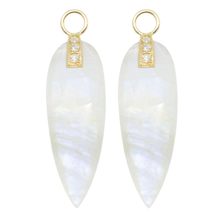 Angel Wings Moonstone 18 Karat Gold Earrings For Sale at 1stDibs