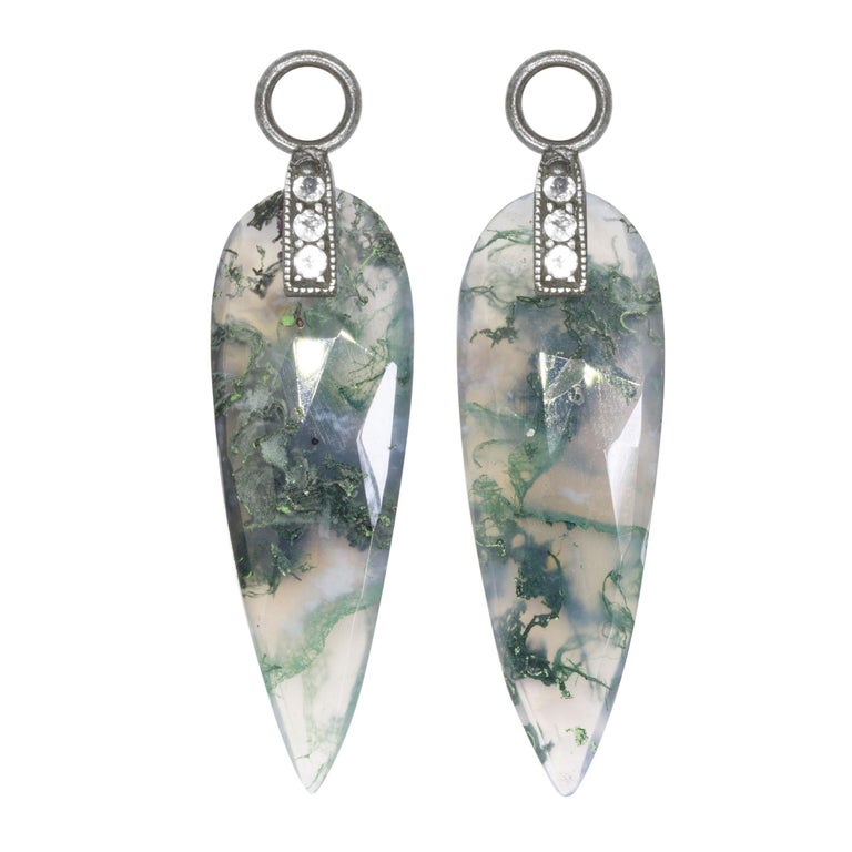 Angel Wings Moss Agate Earrings For Sale at 1stDibs