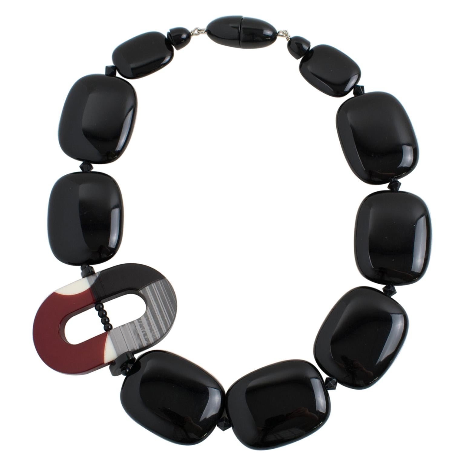 Angela Caputi Black and Burgundy Resin Choker Necklace at 1stDibs