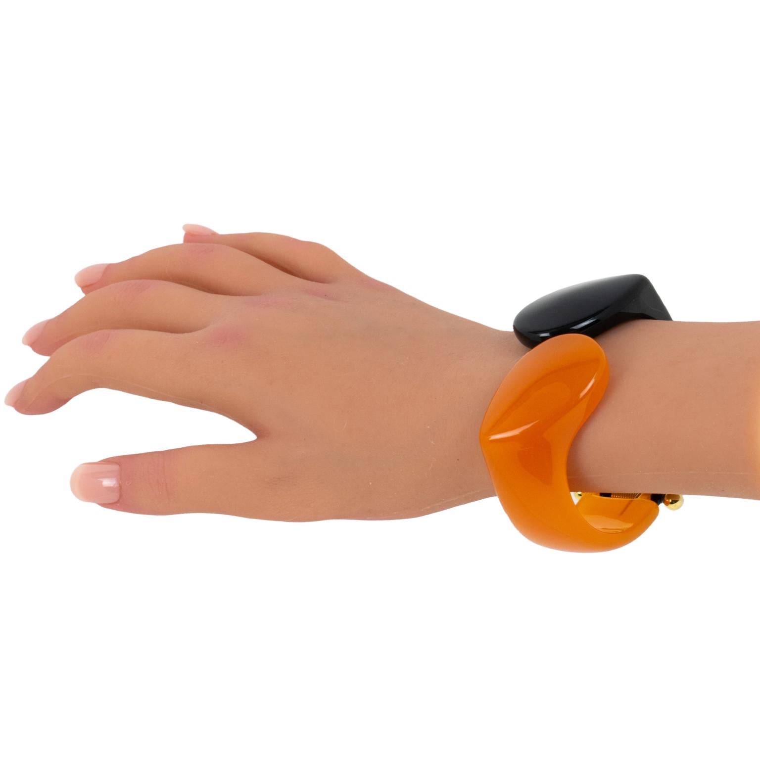 Angela Caputi Black and Orange Resin Clamper Bracelet For Sale at ...