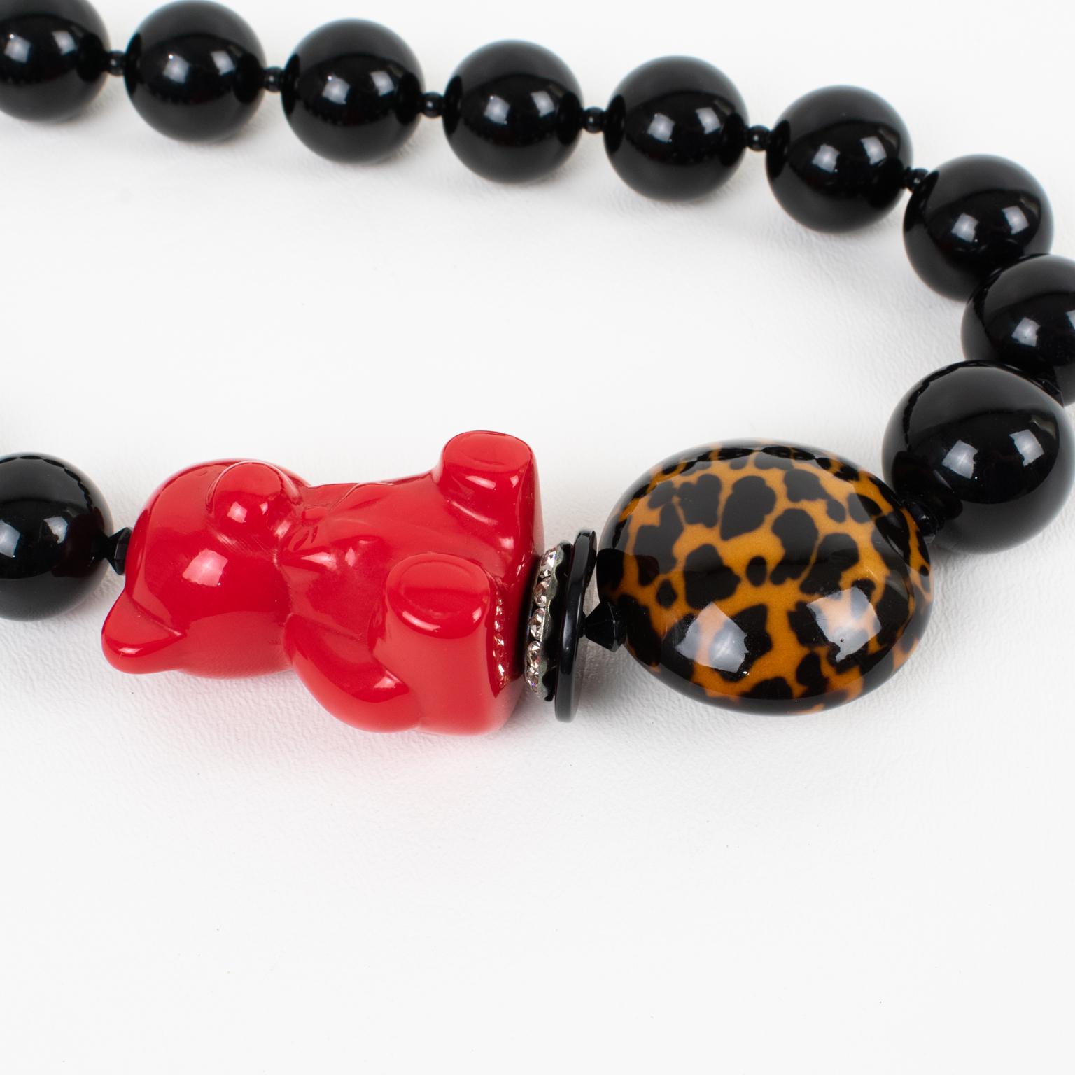 Angela Caputi Black and Red Resin Teddy Bear Choker Necklace For Sale ...