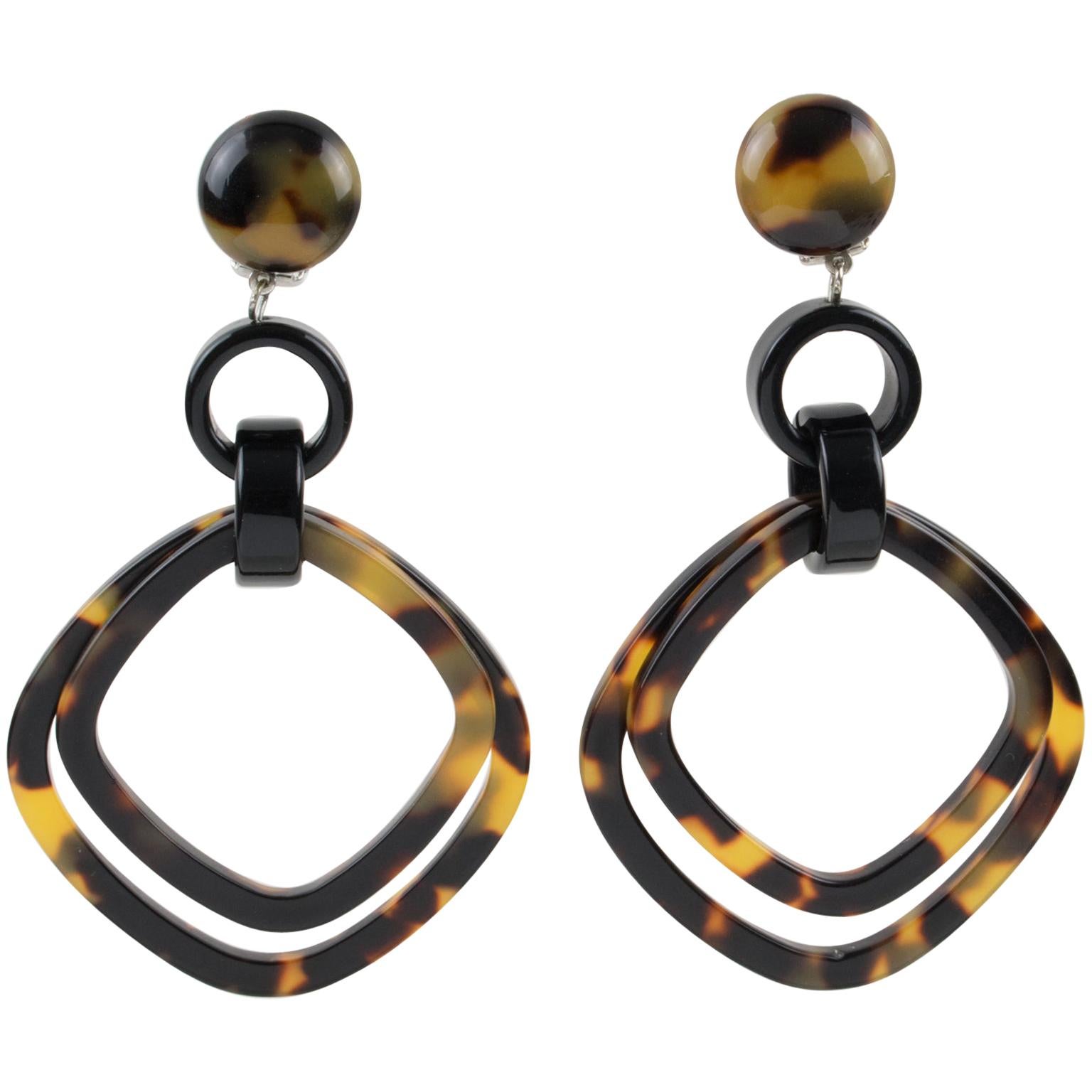 Angela Caputi Nautical Dangle Resin Clip Earrings at 1stDibs
