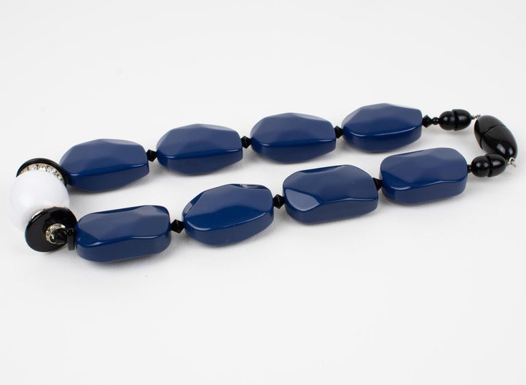 Angela Caputi Cobalt Blue and White Resin Choker Necklace For Sale at ...