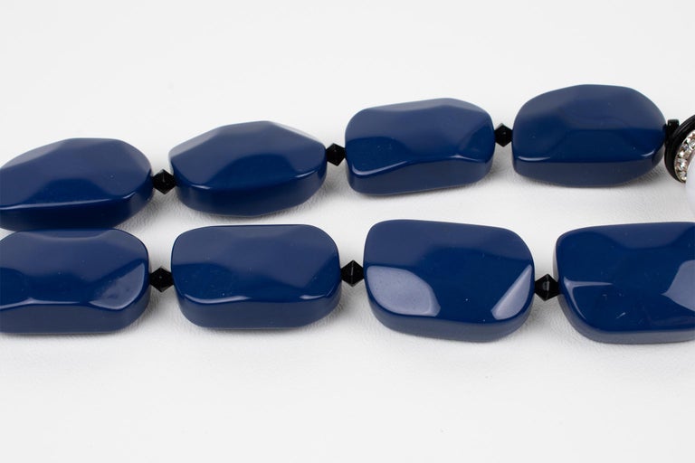 Angela Caputi Cobalt Blue and White Resin Choker Necklace For Sale at ...