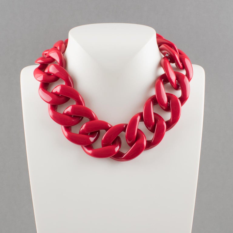 Angela Caputi Italy Choker Necklace Large Red Resin Chain at 1stDibs
