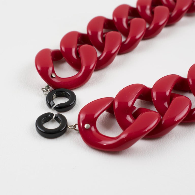 Angela Caputi Italy Choker Necklace Large Red Resin Chain at 1stDibs