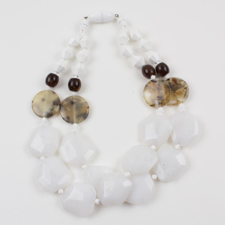 Angela Caputi Multi-Strand Choker Necklace White and Brown Pebbles For ...