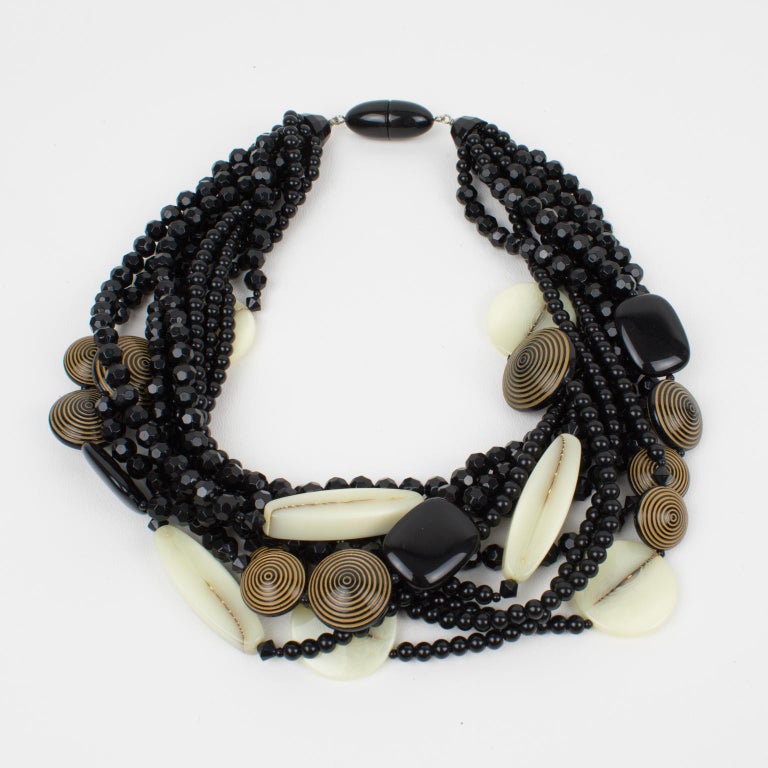 Angela Caputi Multi-Strand Resin Choker Necklace with Fall Colors For ...