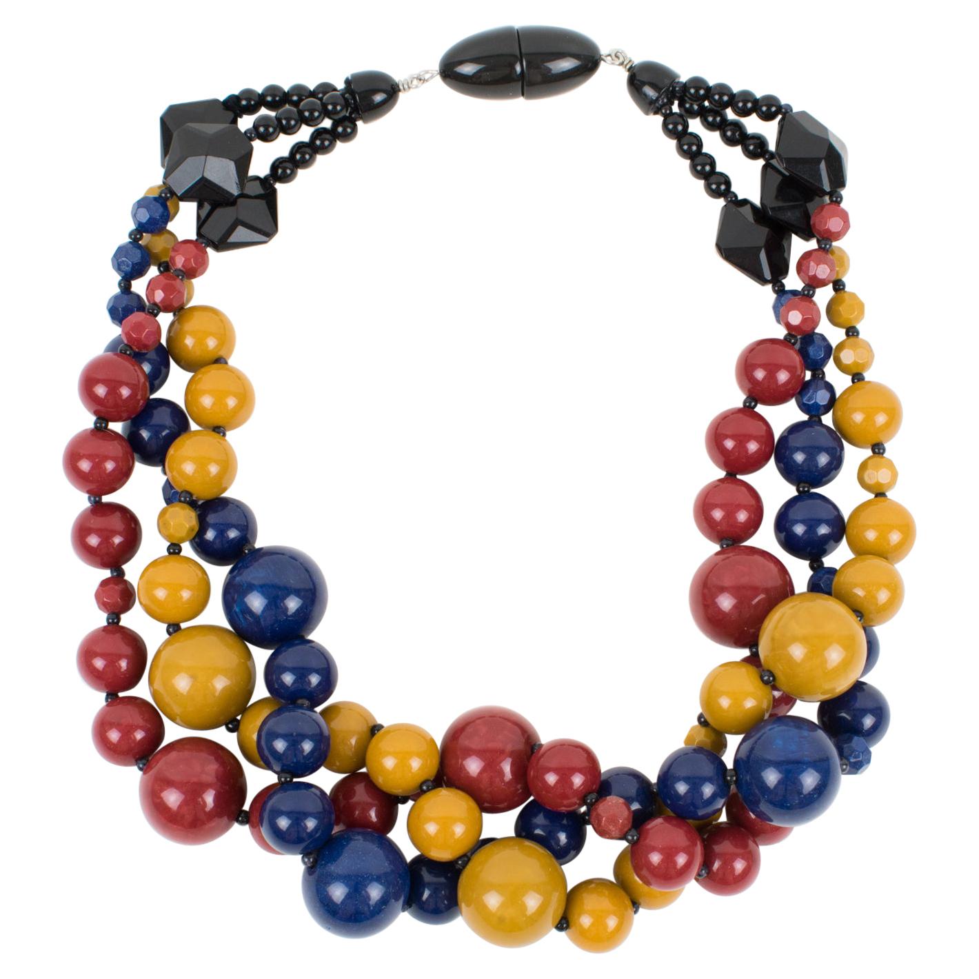 Angela Caputi Tortoise Pearly and Black Lucite Choker Necklace at ...