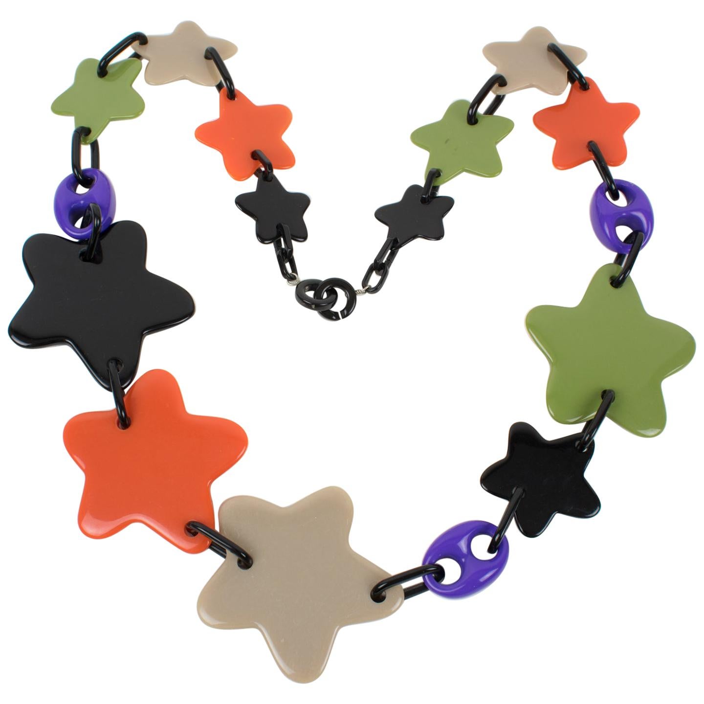 Angela Caputi Italy Choker Necklace Large Red Resin Chain at 1stDibs