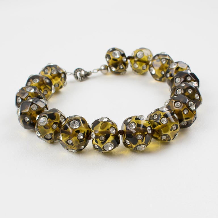 Angela Caputi Olive Green Resin Choker Necklace at 1stDibs