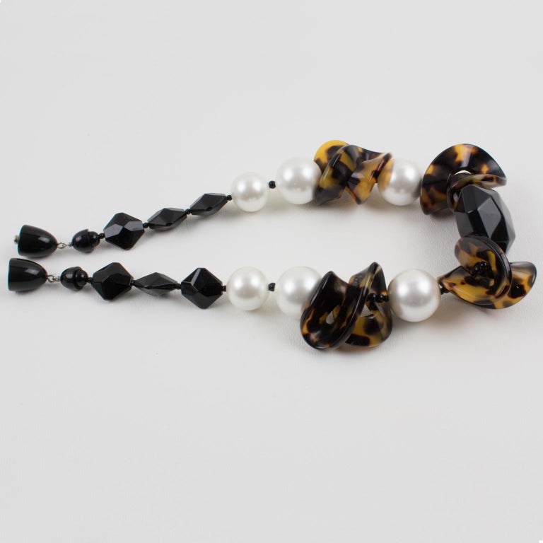 Angela Caputi Tortoise Pearly and Black Lucite Choker Necklace at ...