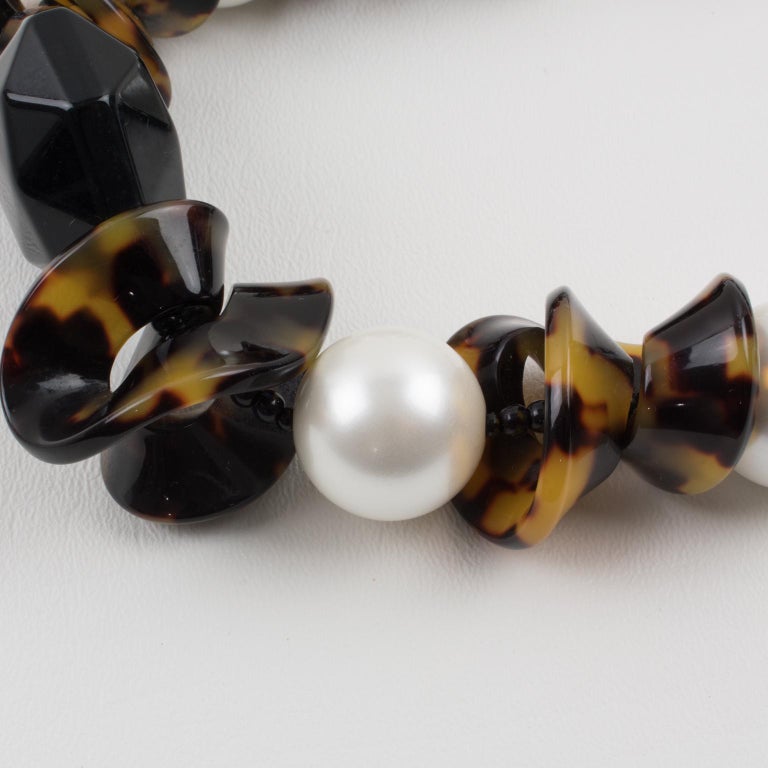 Angela Caputi Tortoise Pearly and Black Lucite Choker Necklace at ...