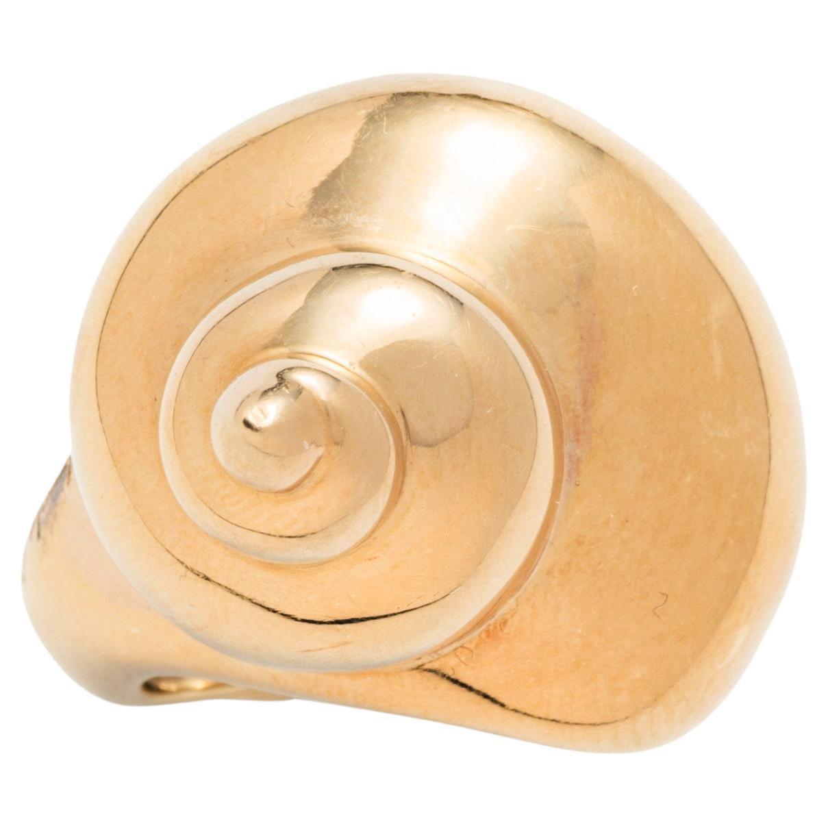 Kan Large Shell Textured Gold Hand Ring at 1stDibs | gold kan ring, kan ...
