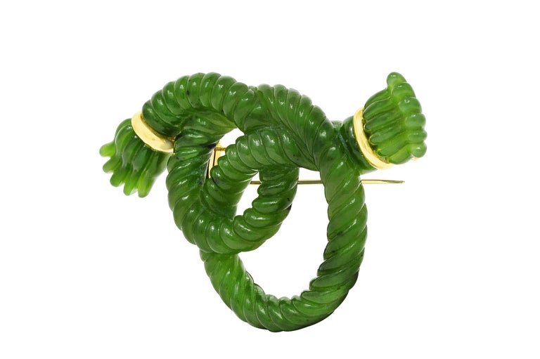 Angela Cummings Nephrite Jade 18 Karat Yellow Gold Rope Knot Vintage ...