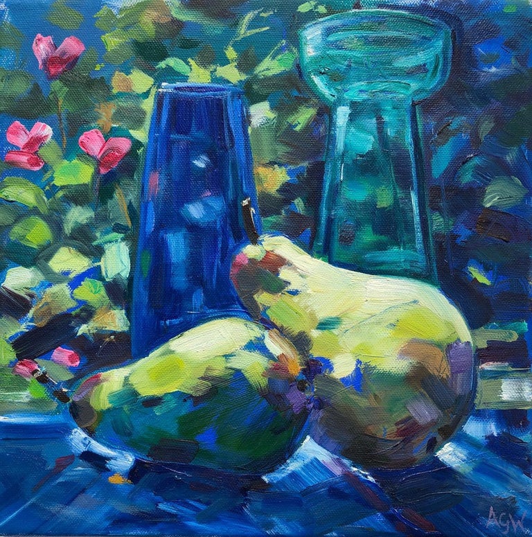 Angela Gordon-Webb - Beautiful Pear and Blue Bottle and Spring Green ...