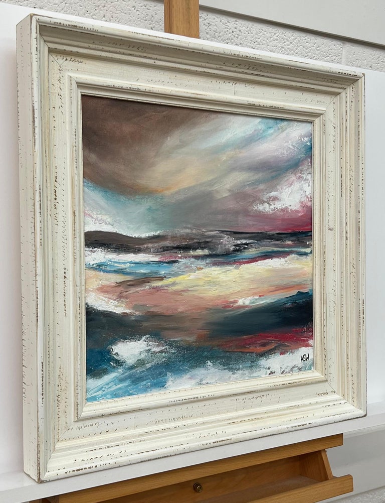 Angela Wakefield - Atmospheric Red and Blue Seascape Landscape Art by ...