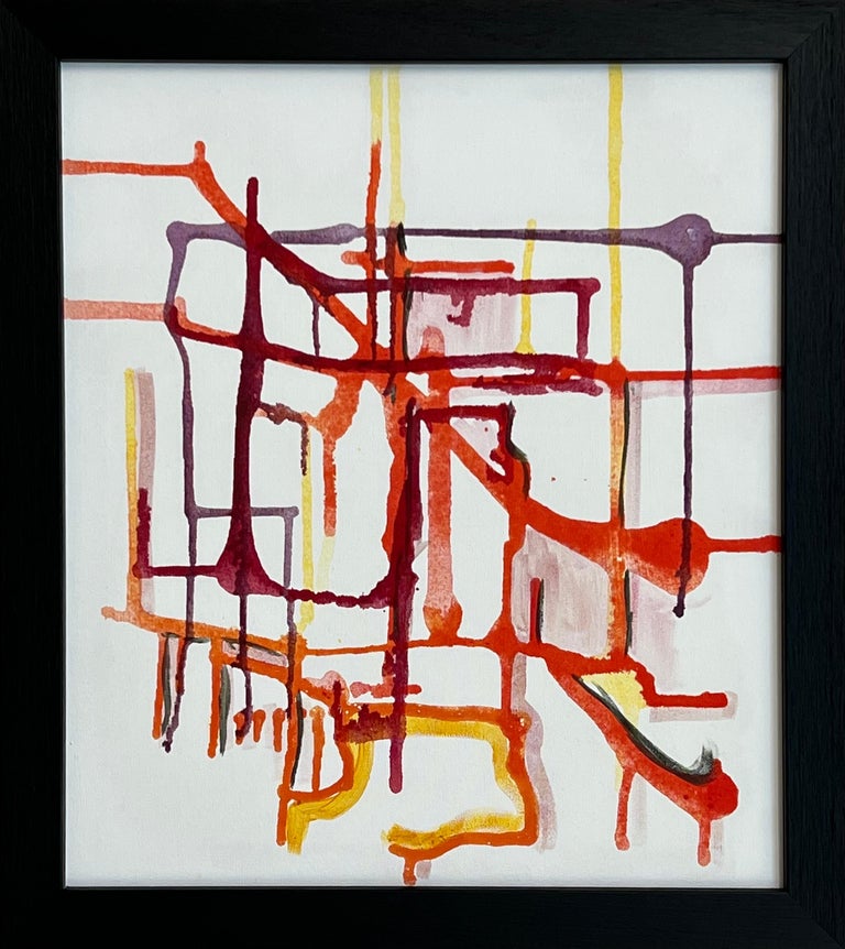 Angela Wakefield - Early Abstract Art Purple Orange and Yellow on White ...