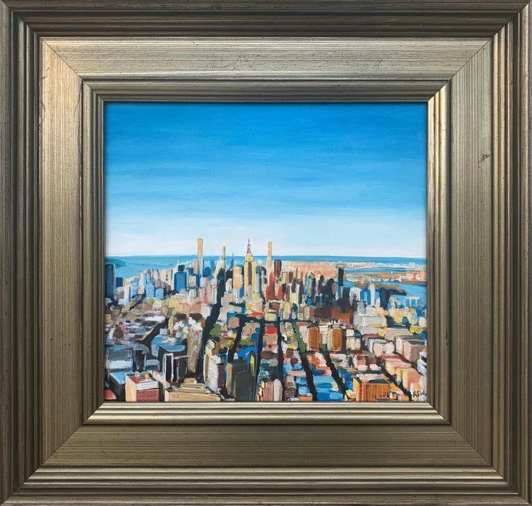 Angela Wakefield - Impressionistic Aerial View of Manhattan Island New ...