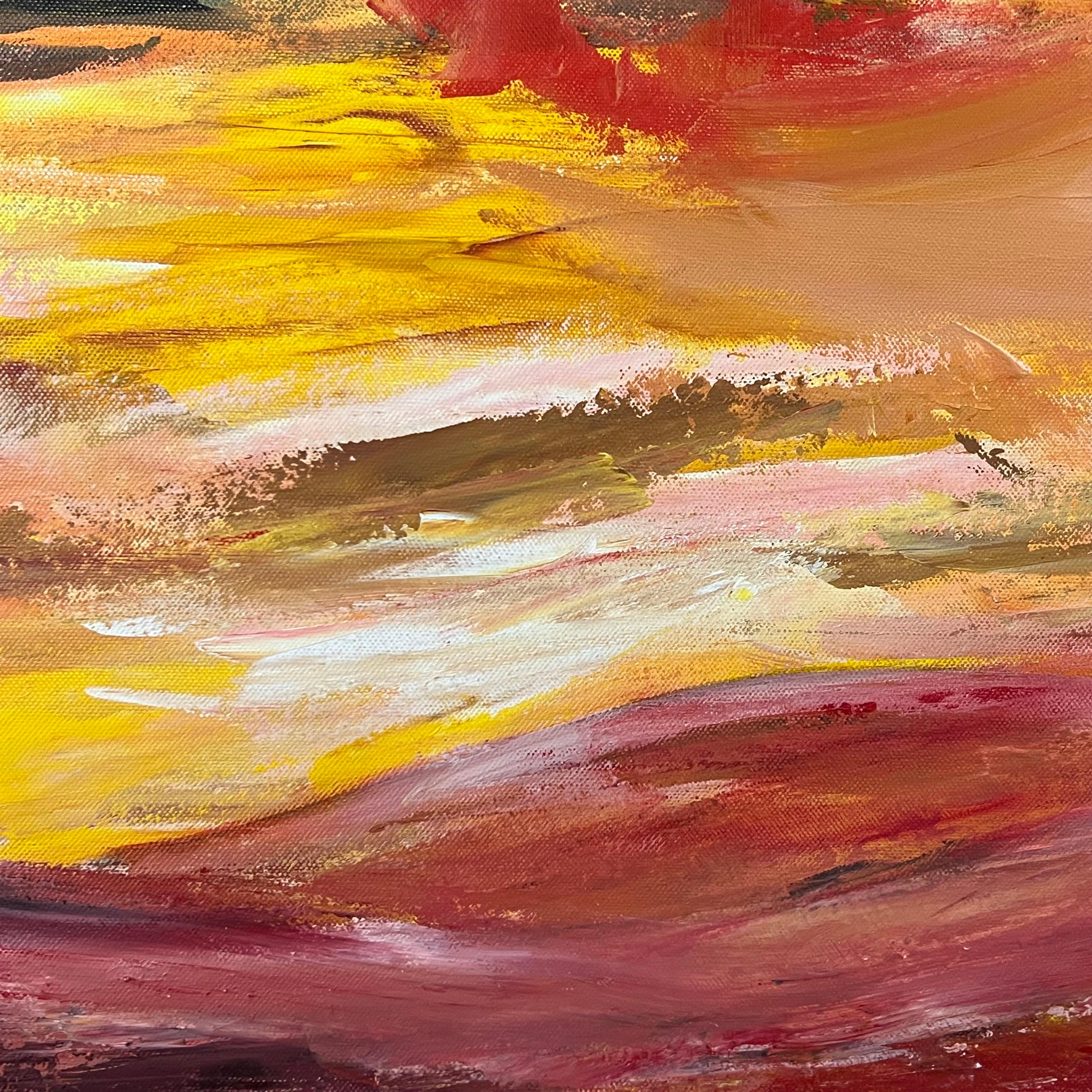 Angela Wakefield - Warm Red and Yellow Abstract Landscape Painting by ...