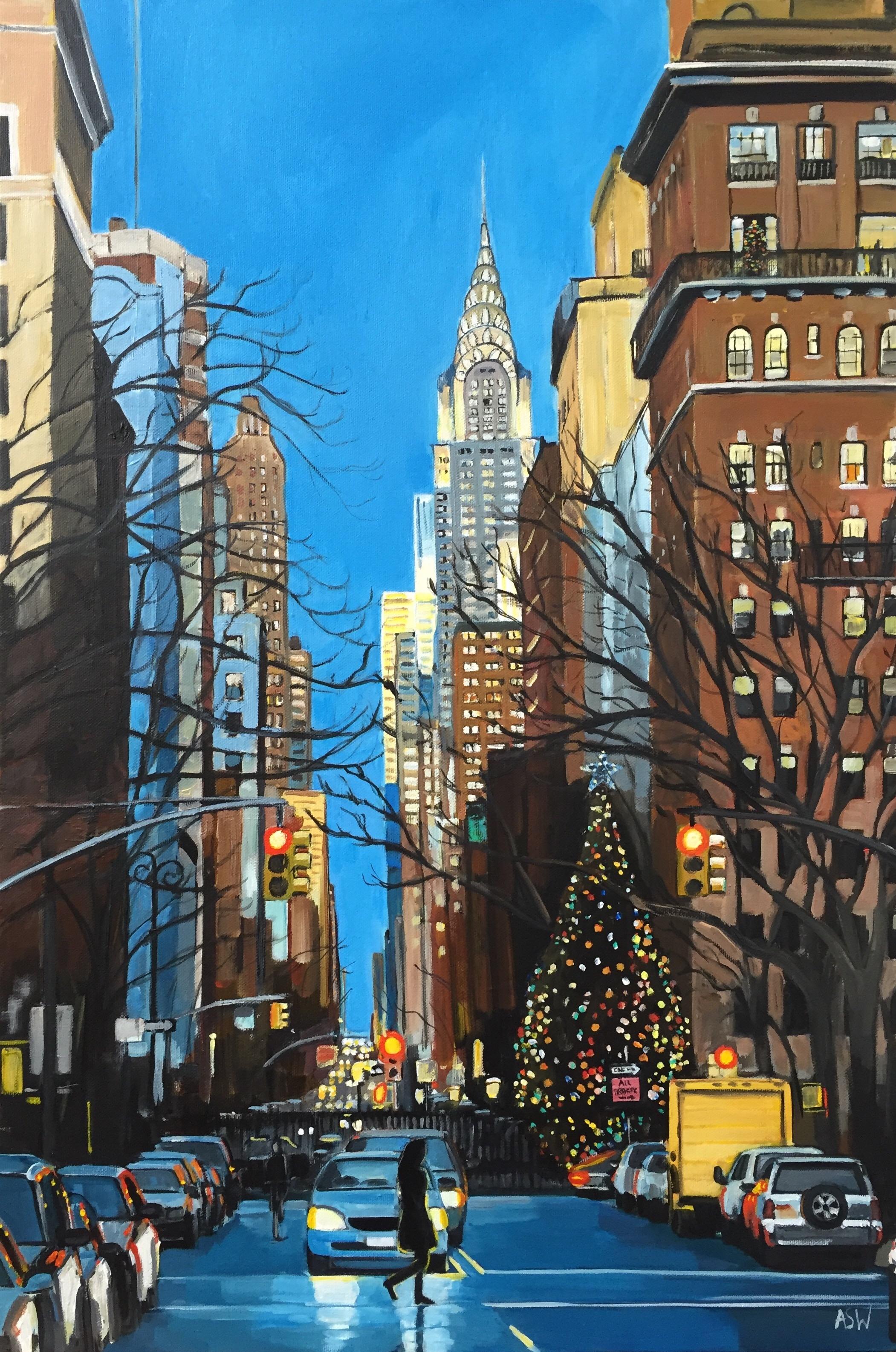 Angela Wakefield - Painting of Christmas in New York with Chrysler ...