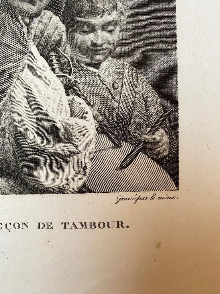Angeli Giuseppe " The Drumming Lesson" Engraving by H.Lallemand 19th ...
