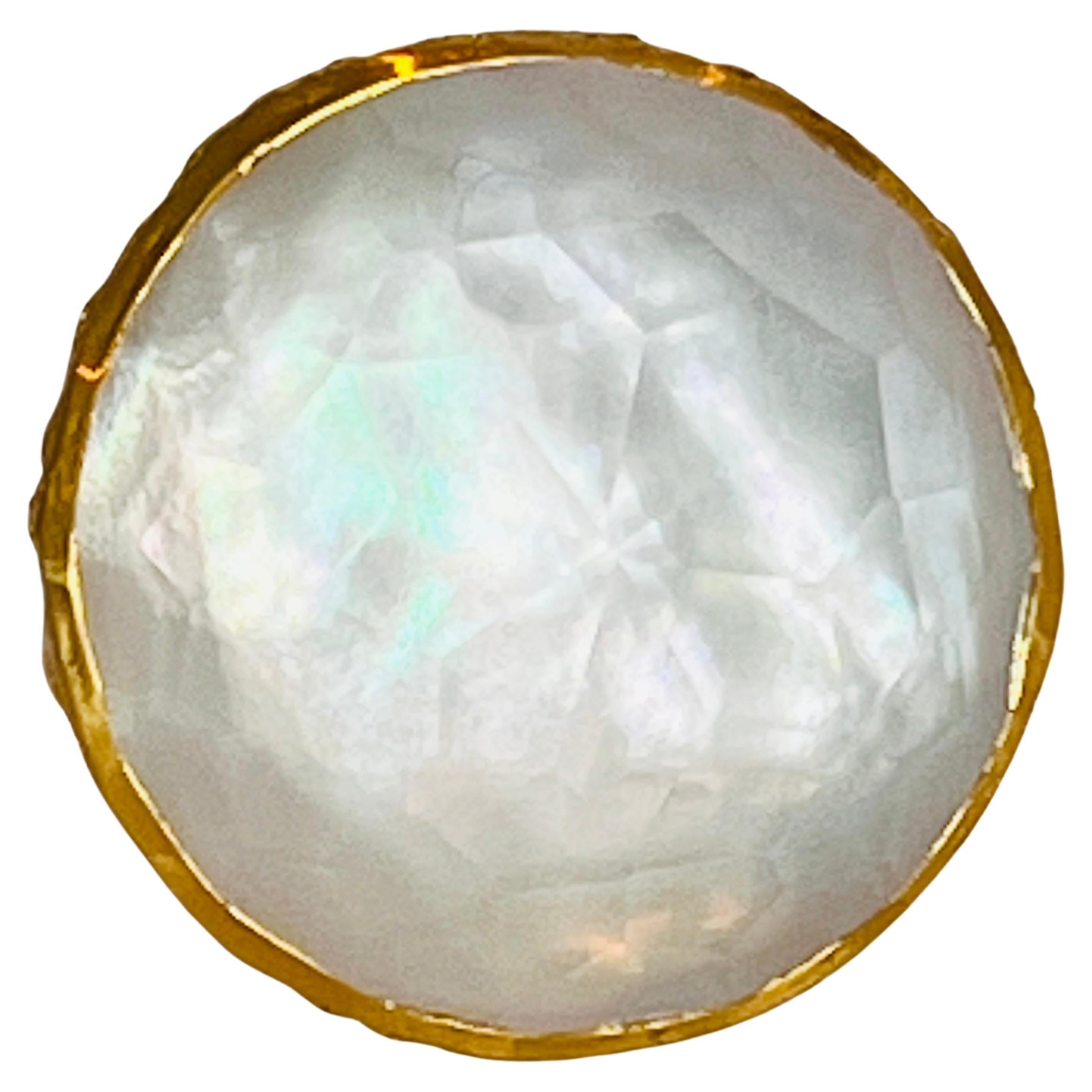 Angelic Pearl and Crystal Cocktail Ring in 22k Gold, by Tagili For Sale ...