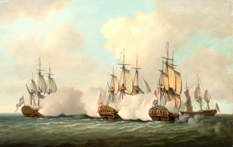 British Frigates Crescent and Flora engaging Castor and Breil of the ...