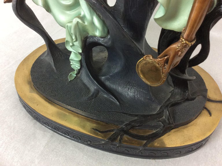 Angelo Basso Female Semi Nude Bronze "Vanity" Figurative Sculpture For ...