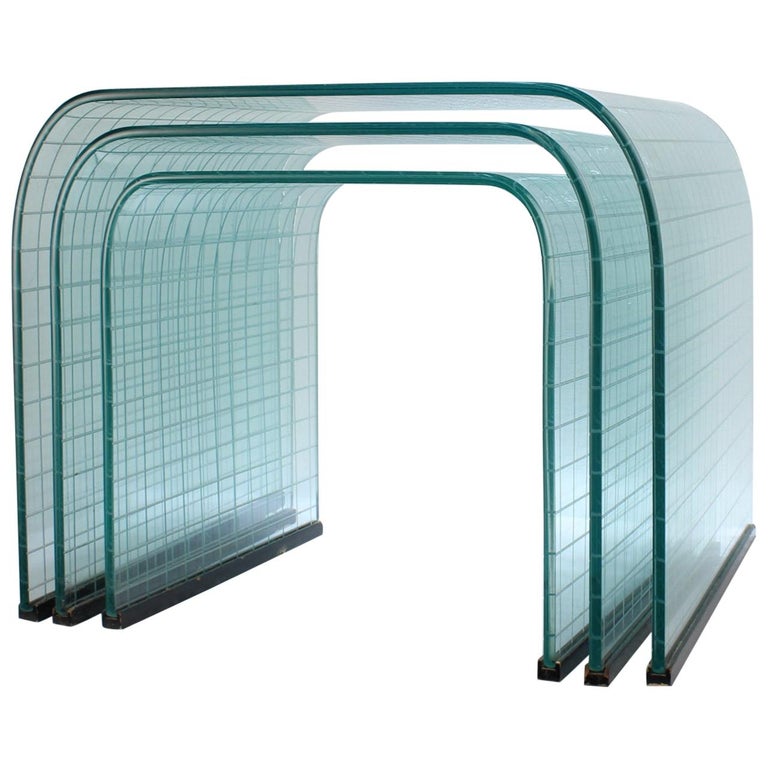 Angelo Cortesi FIAM Graduated Curved Waterfall Glass Side or Occasional ...