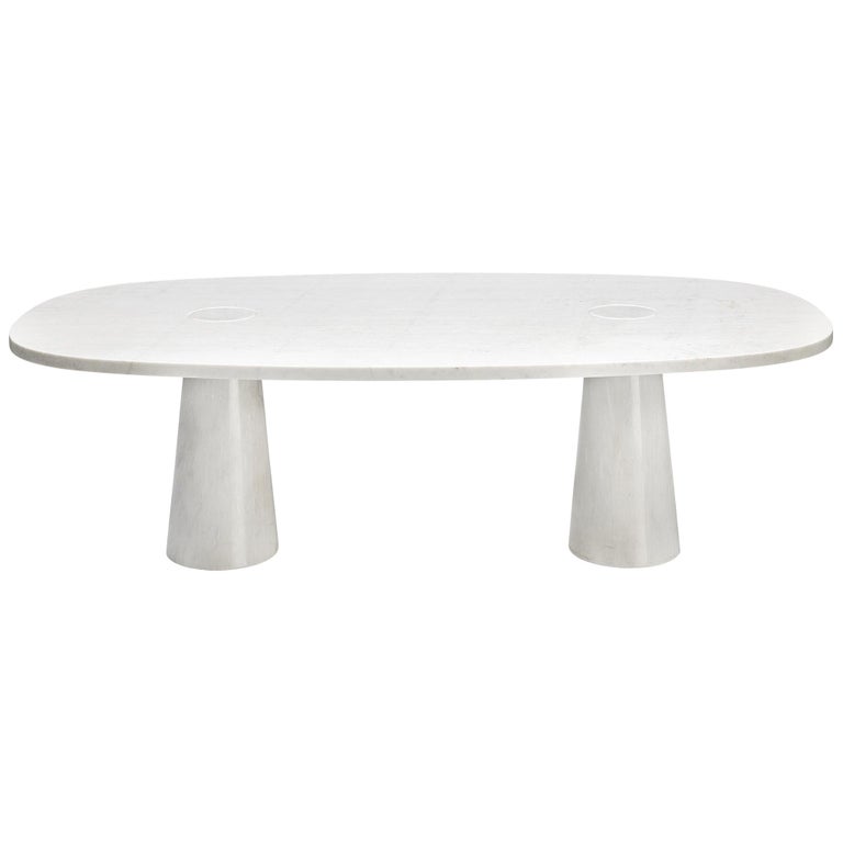 Angelo Mangiarotti 'Eros' Oval Dining Table in White Marble For Sale at ...