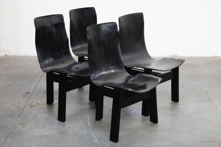 Angelo Mangiarotti for Skipper 'Tre 3' Dining Leather Sling Chairs ...