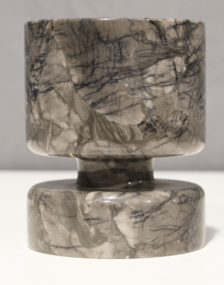 Angelo Mangiarotti Gray Marble Vase For Sale at 1stDibs