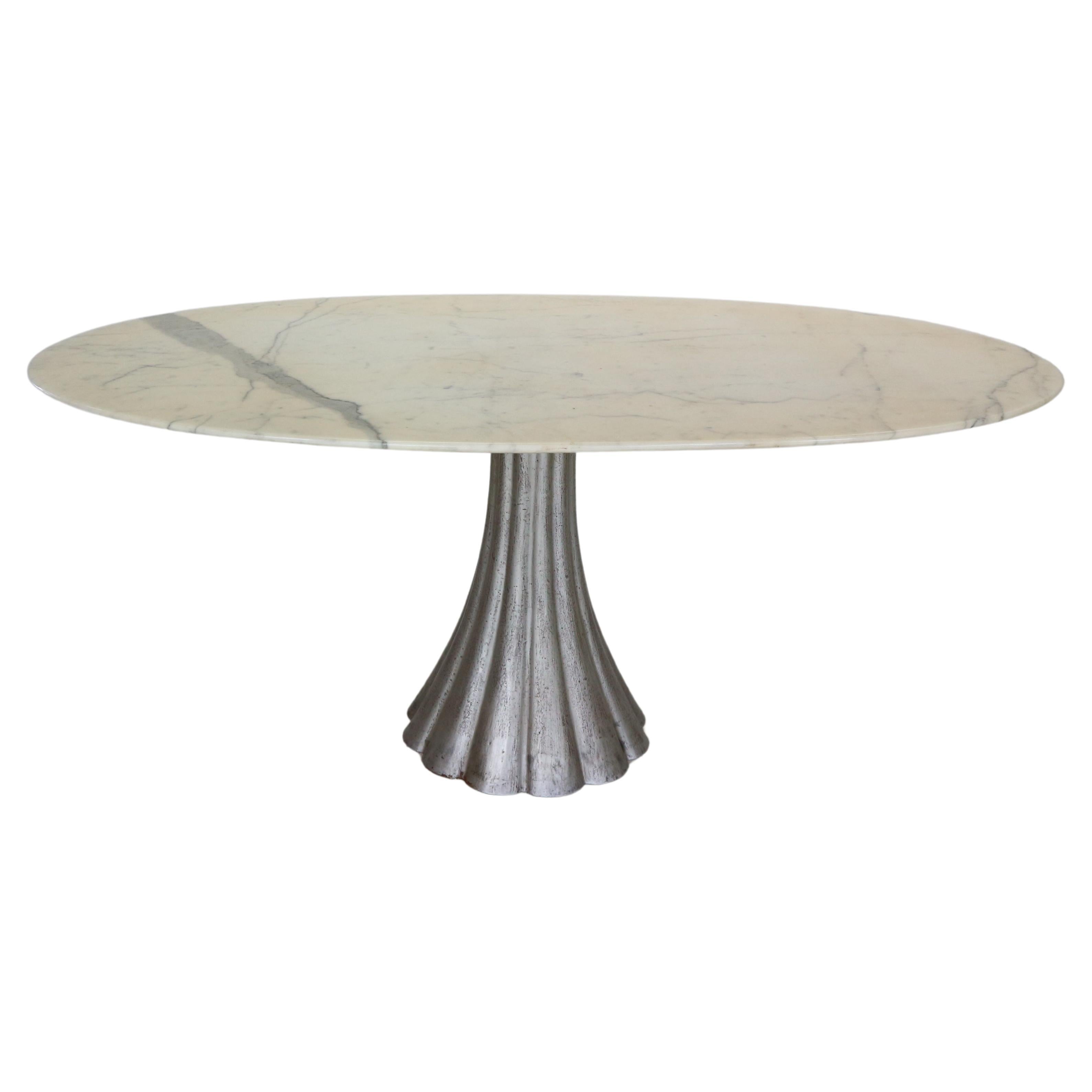 Angelo Mangiarotti Oval Marble and Iron Cast Dinning Table, 1970's ...