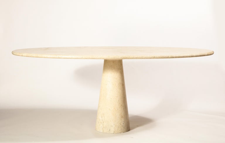 Angelo Mangiarotti Style Travertine Marble Oval Dining Table at 1stDibs ...