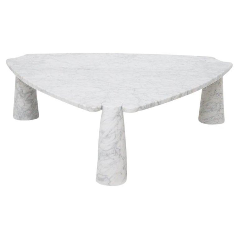 Angelo Mangiarotti Triangular Coffee Table in White Marble For Sale at ...