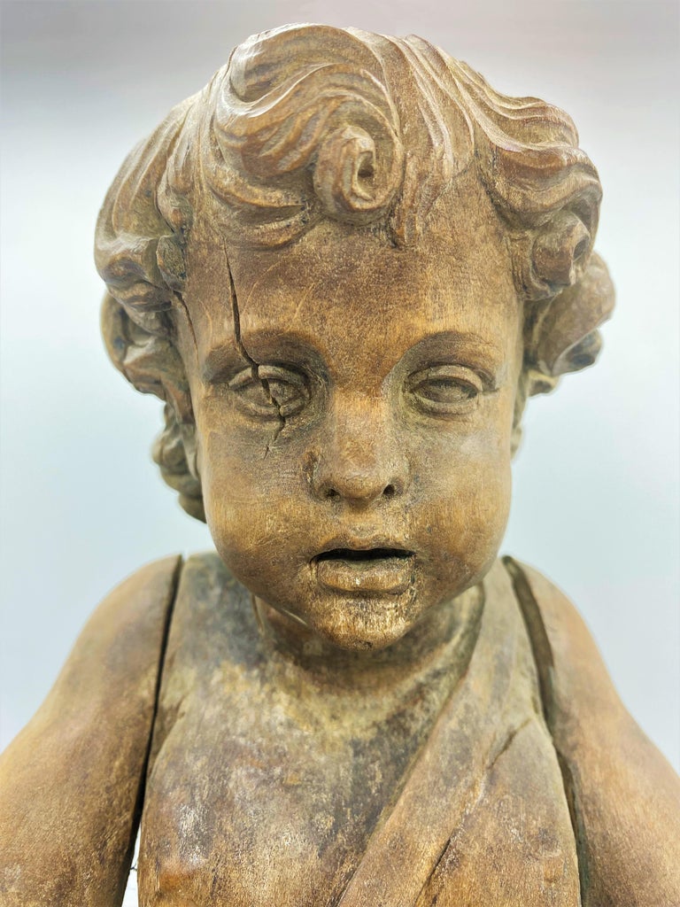 Angelo Statue in Wood Baroque Style, 18th Century For Sale at 1stDibs