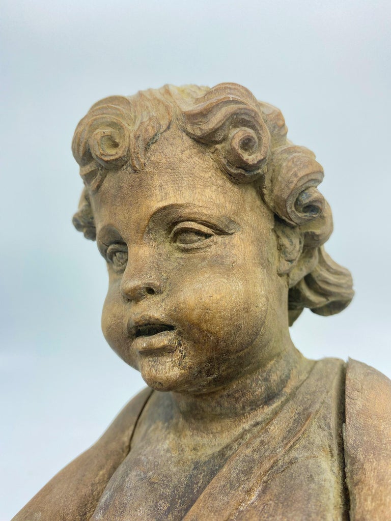 Angelo Statue in Wood Baroque Style, 18th Century For Sale at 1stDibs