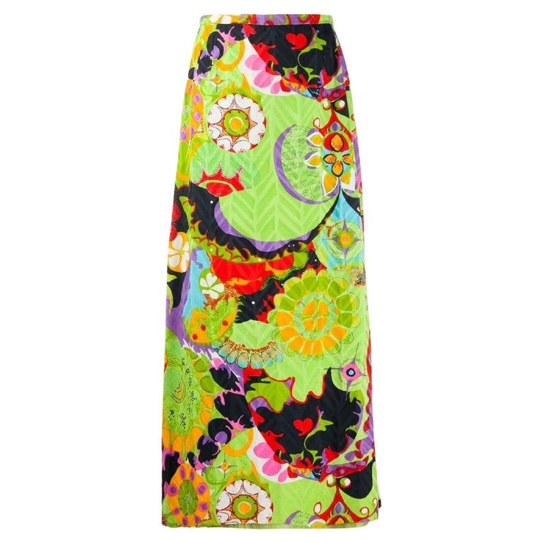 A.N.G.E.L.O. Vintage Cult multicolour viscose 70s long skirt with ...