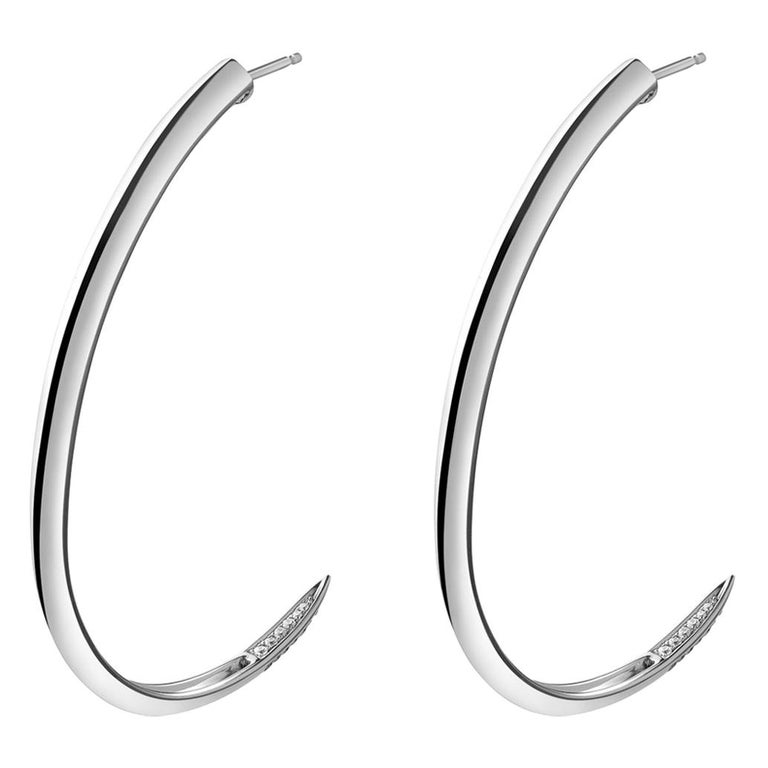 Angie Marei Asasara Pavé Diamond Tip Hoop Earrings in 18 Karat White ...