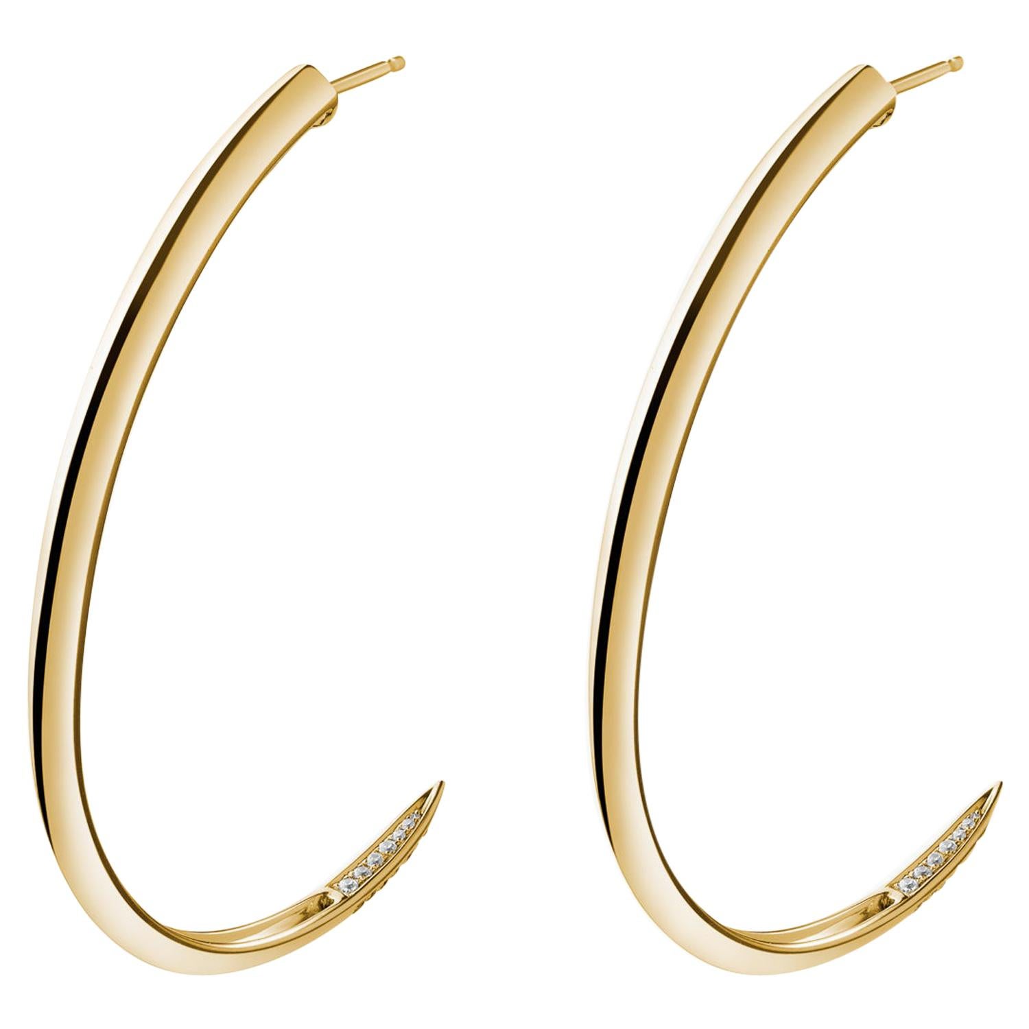Angie Marei Asasara Pavé Diamond Tip Hoop Earrings in 18 Karat White ...