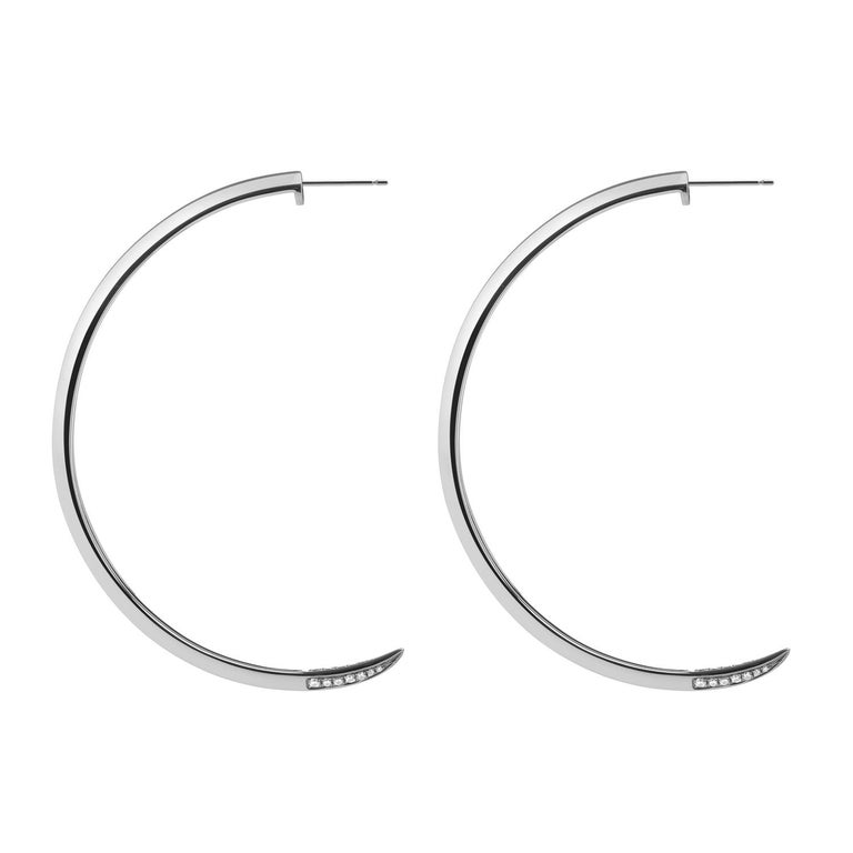 Angie Marei Asasara Pavé Diamond Tip Hoop Earrings in 18 Karat White ...