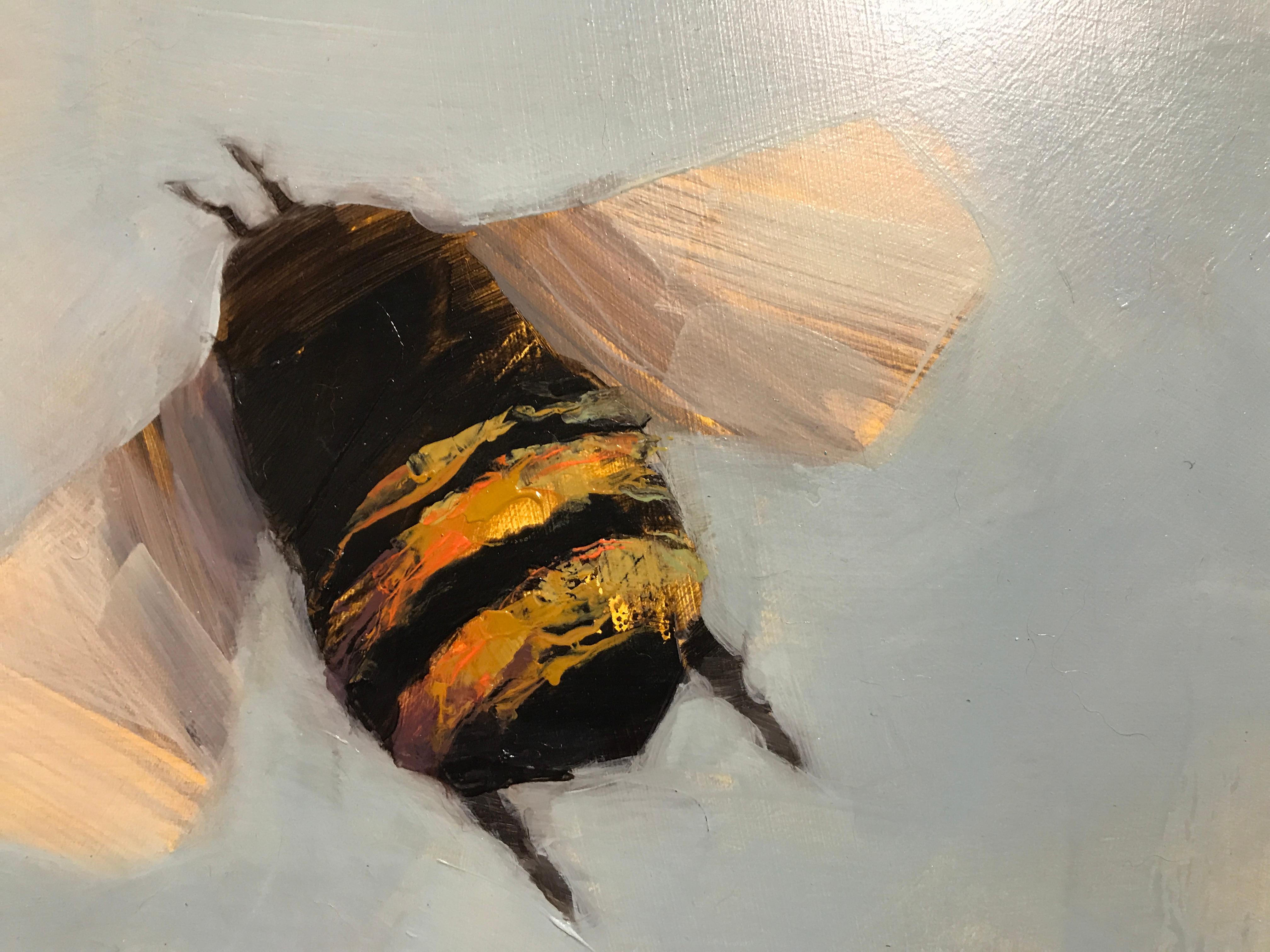 Angie Renfro - Bees 1-37, Angie Renfro Oil on Board Painting Depicting ...