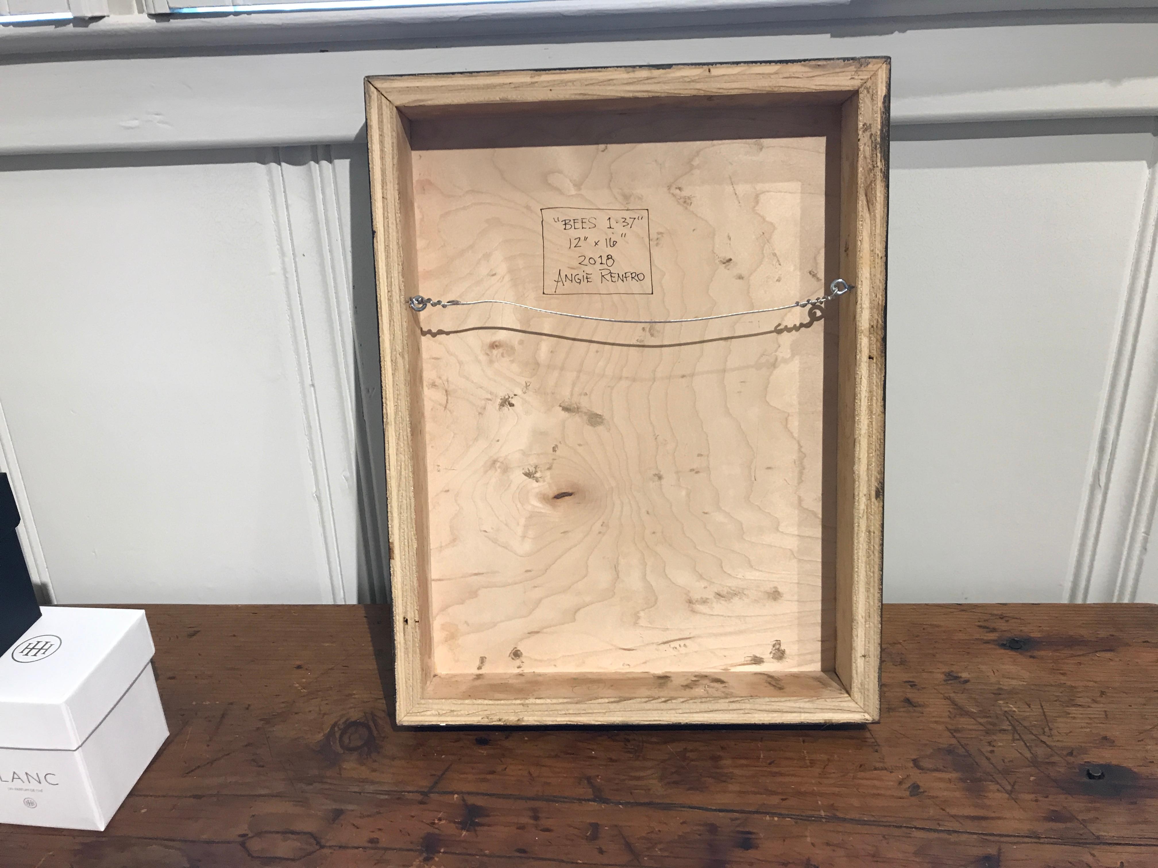 Angie Renfro - Bees 1-37, Angie Renfro Oil on Board Painting Depicting ...