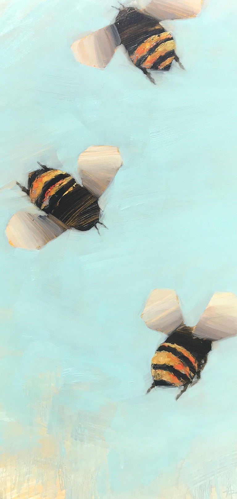 Angie Renfro - Bees 1-47, Angie Renfro Oil on Board Painting Depicting ...